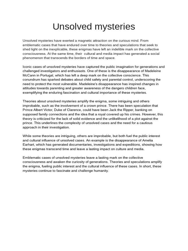 Unsolved Mysteries: Cultural Impact | PDF | Young Adult