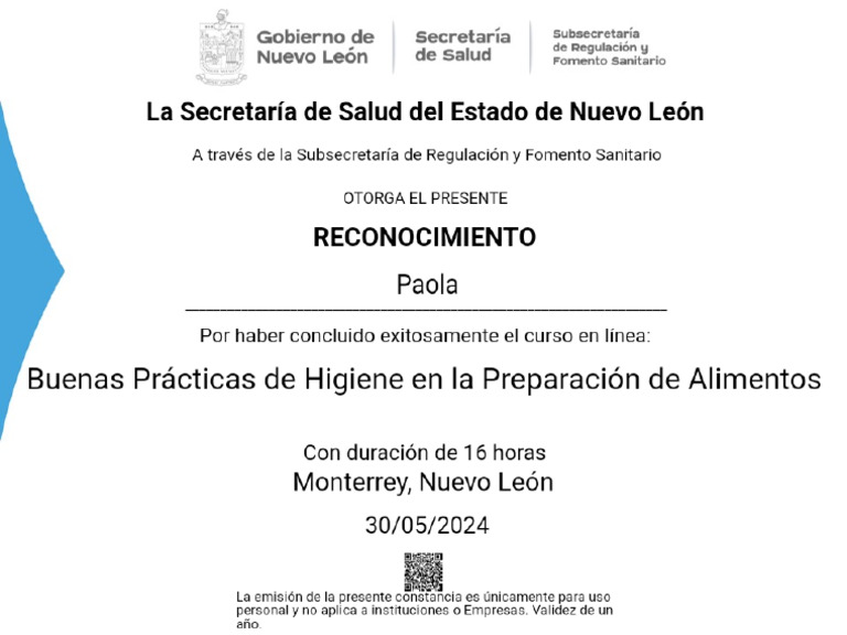 Certificado BPH 1 | PDF