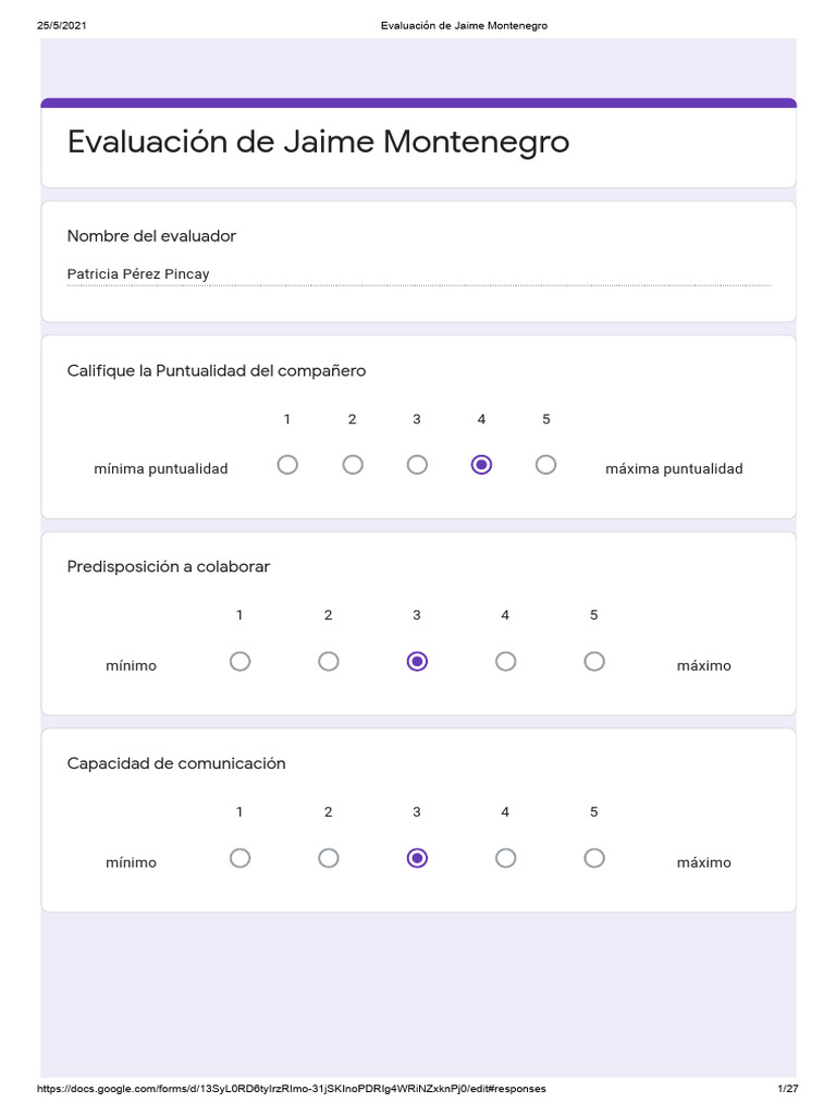 Evaluación de Jaime Montenegro - Formularios de Google | PDF