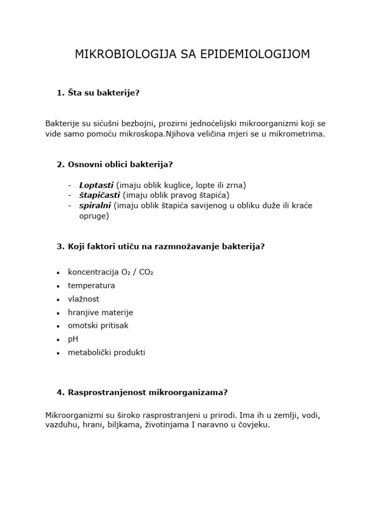 Mikrobiologija Sa Epidemiologijom | PDF