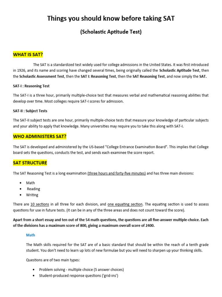 Taking SAT | Download Free PDF | Sat