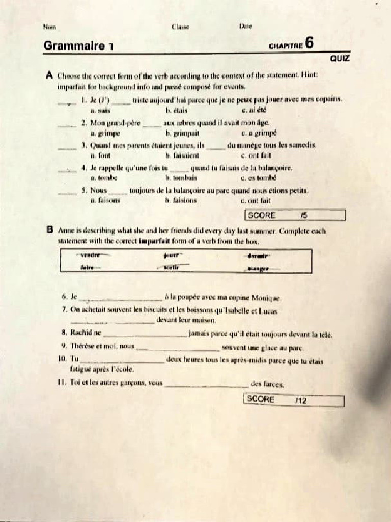 French Test | PDF | Science & Mathematics