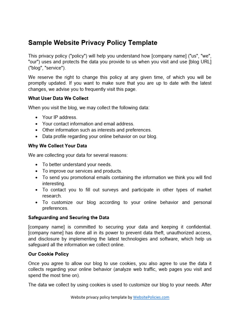 Privacy Policy Template | PDF | Http Cookie | Privacy
