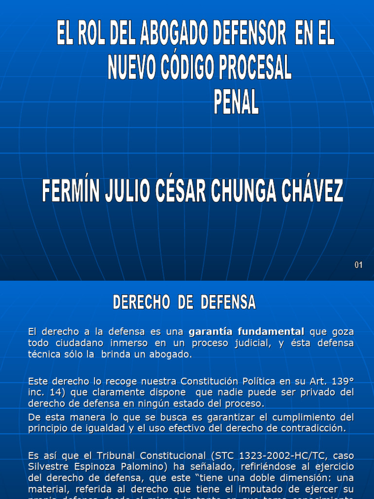 Rol Del Abogado Defensor Procesopenal - NCPP | PDF | Fiscal | Abogado