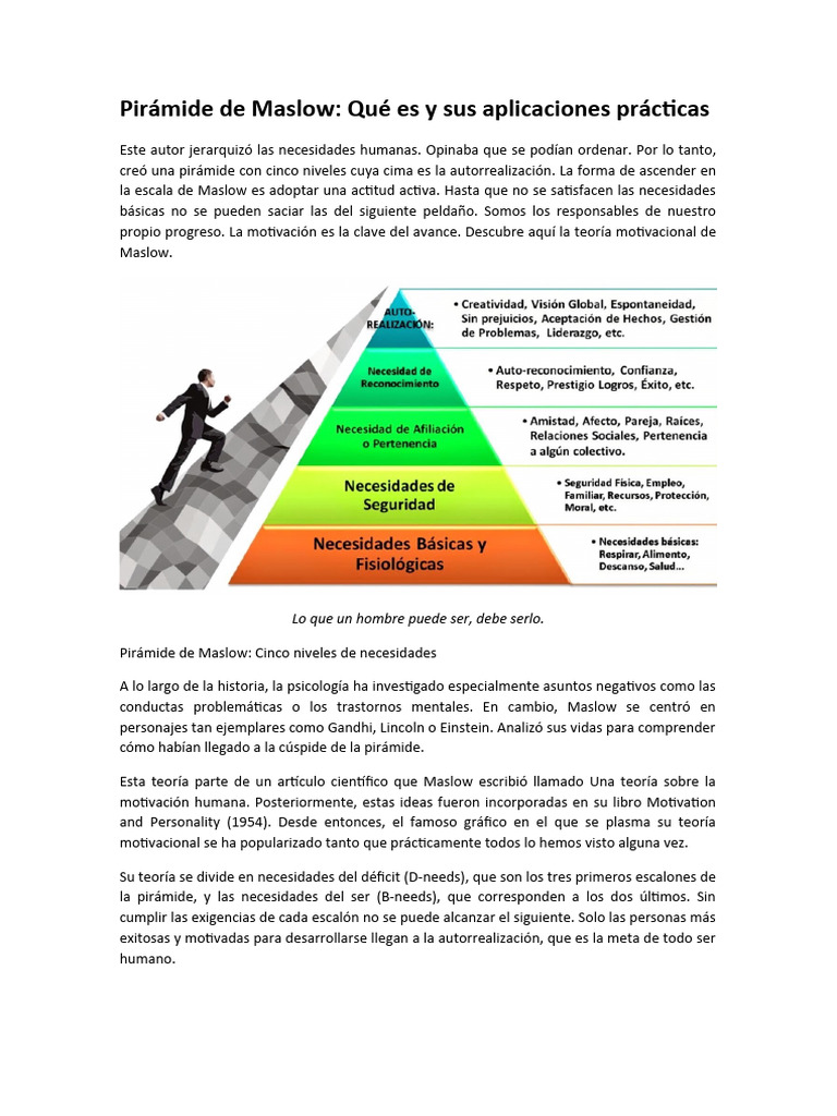 Pirámide de Maslow | Descargar gratis PDF | Sicología | Ciencias del comportamiento