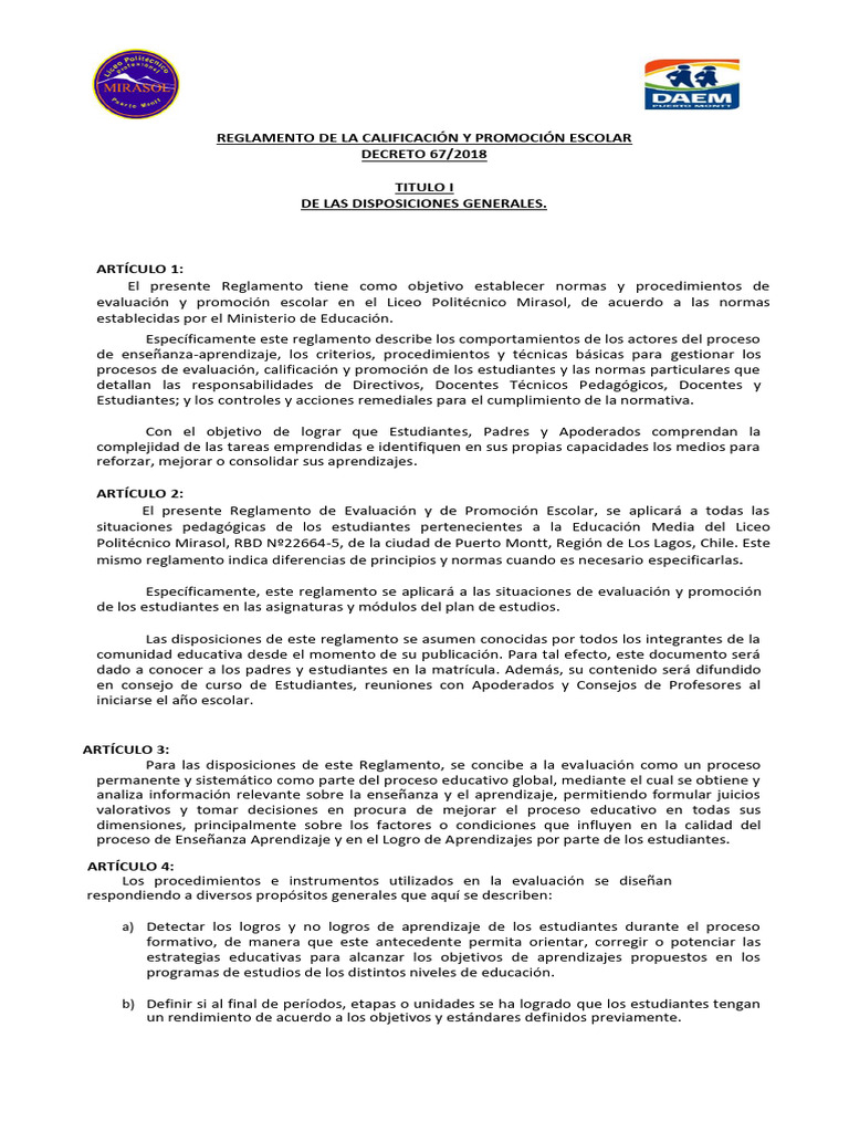 Reglamento de Evaluacion 22664 | PDF | Evaluación | Maestros