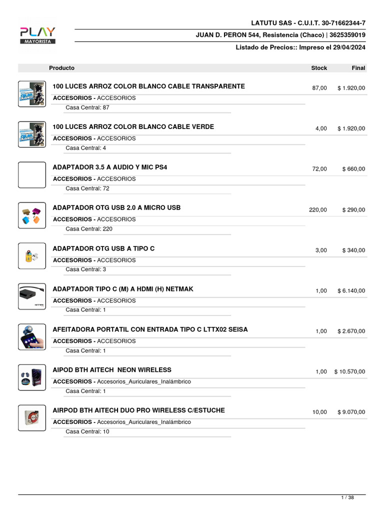 Listado de Precios LATUTU SAS | PDF | Apple Inc. | Informática