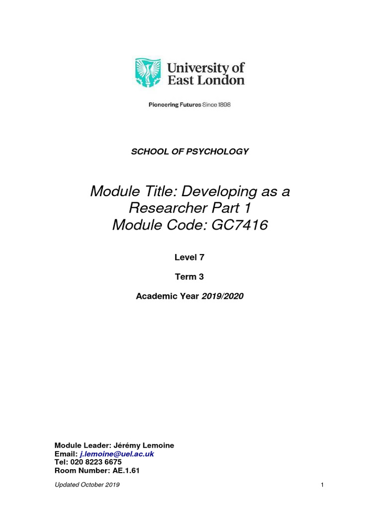 2019-20 GC7416 Module Handbook | PDF | Turnitin | Plagiarism