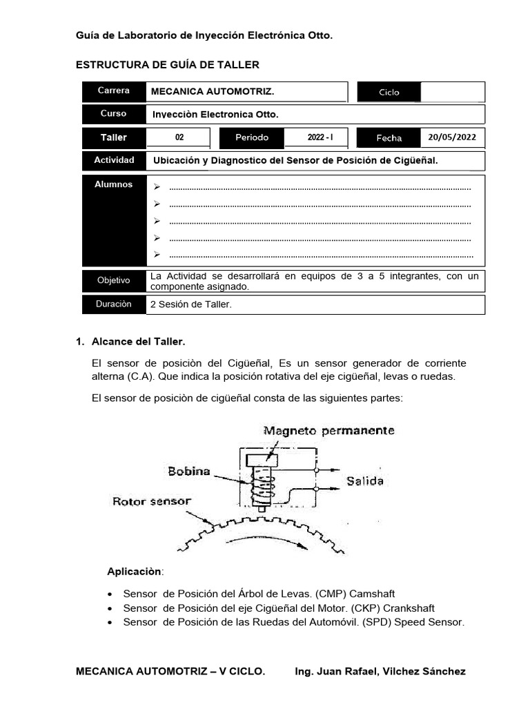 Guia de Taller 02 Sensor CKP | PDF | Electrónica | Laboratorios