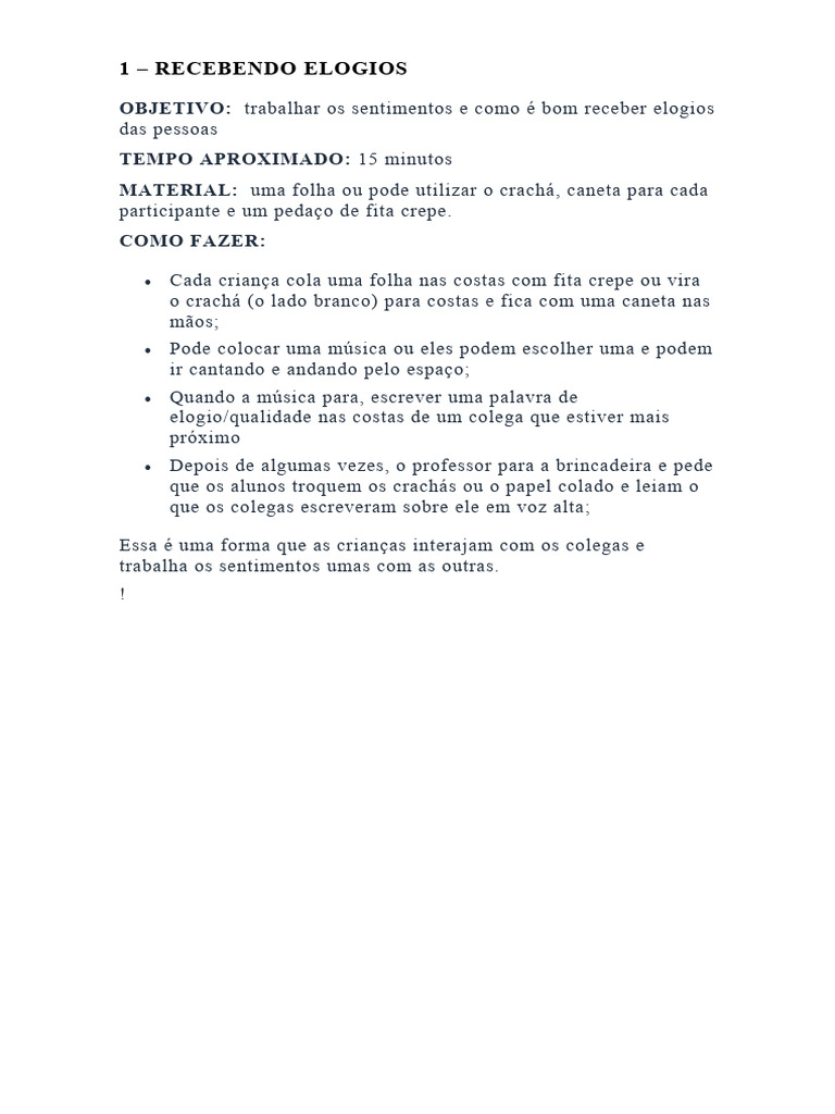 Dinamica Do Elogio | PDF