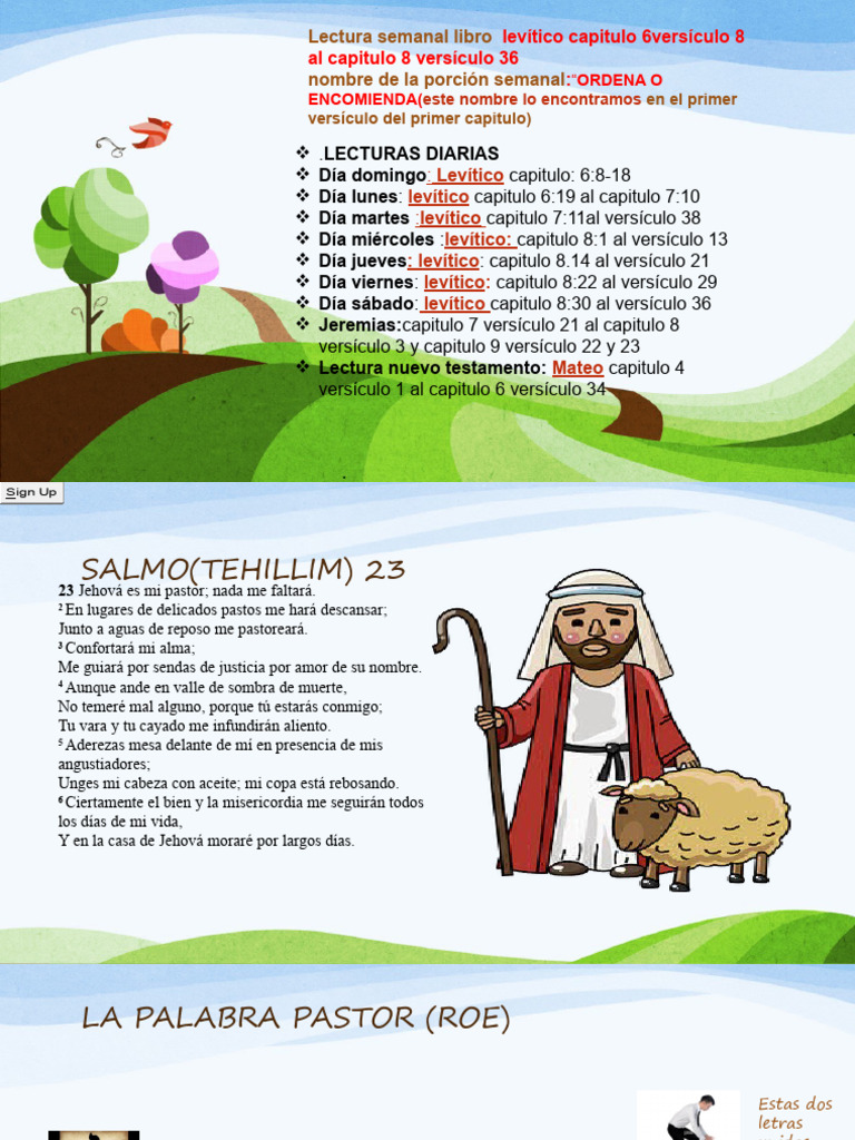 Lectura Semanal: Levítico y Salmo 23 | PDF | Contenido bíblico