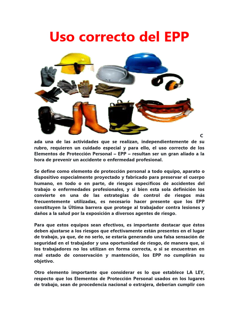 Uso Correcto Del EPP | PDF