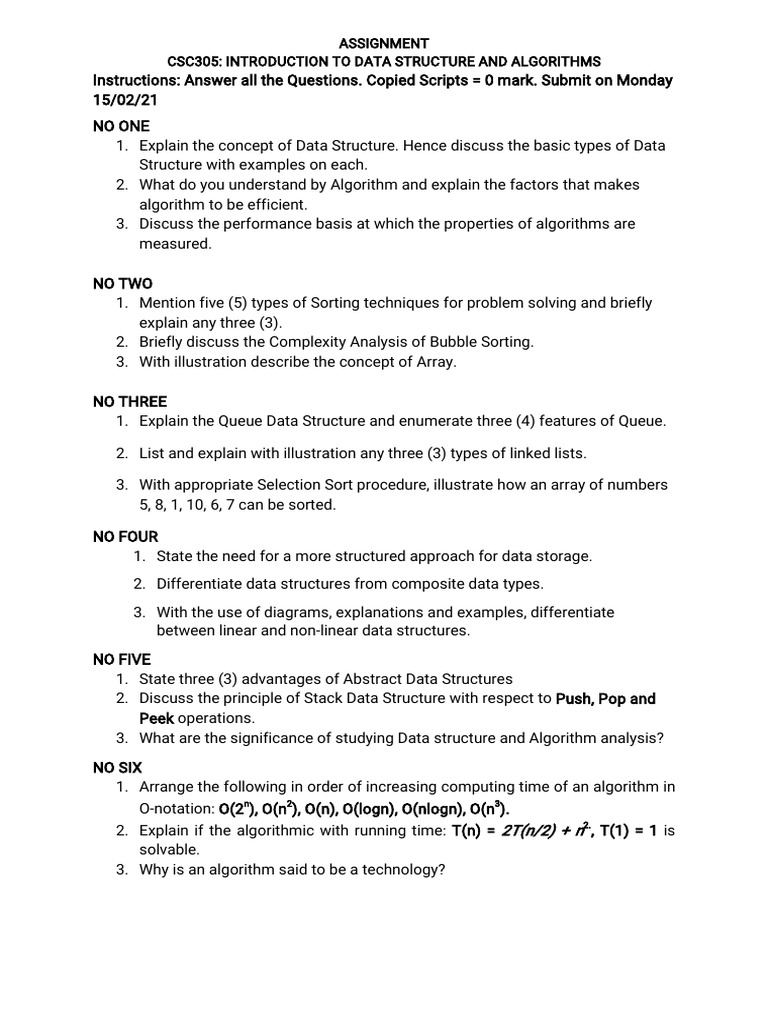 CSC 305 Assignment | PDF