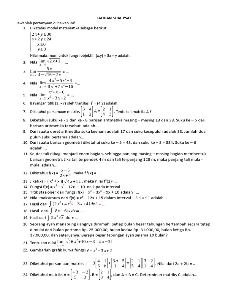 Latihan Soal Psat 2023 | PDF