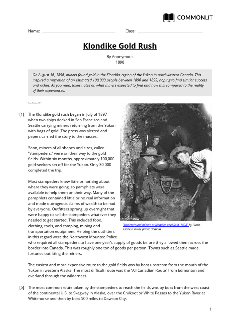 Klondike_Gold_Rush-Common Lit-1 | Download Free PDF | Klondike Gold ...