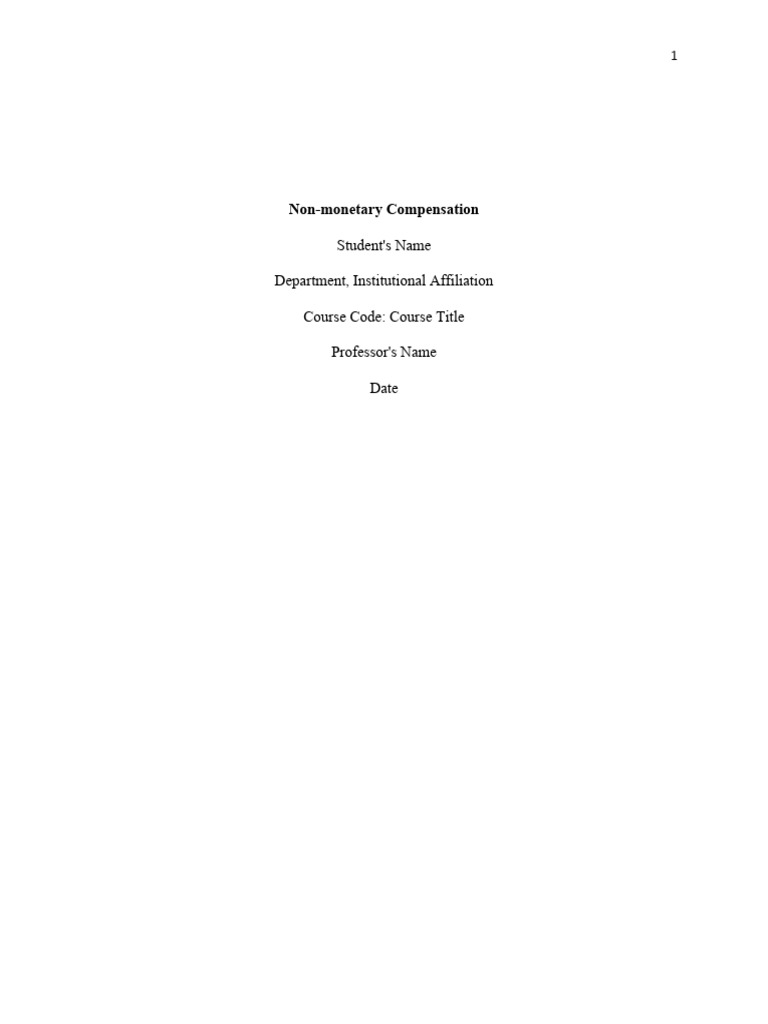 Understanding Non-Monetary Compensation | PDF | Employment | Employee ...