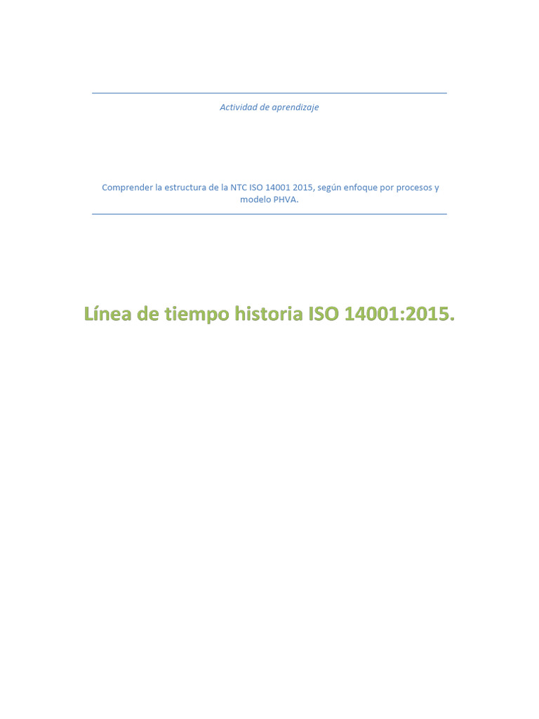 Linea de Tiempo Historia Iso 14001 2015 | PDF | Organización ...