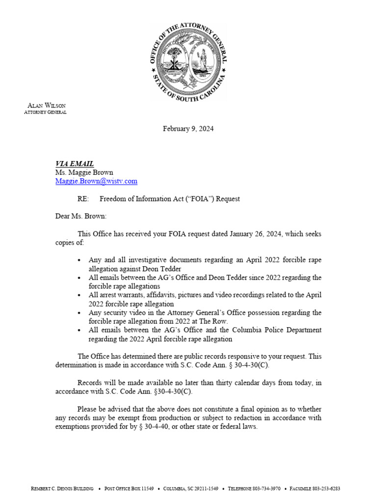 AG's Office: Confirmation of FOIA Receipt | PDF