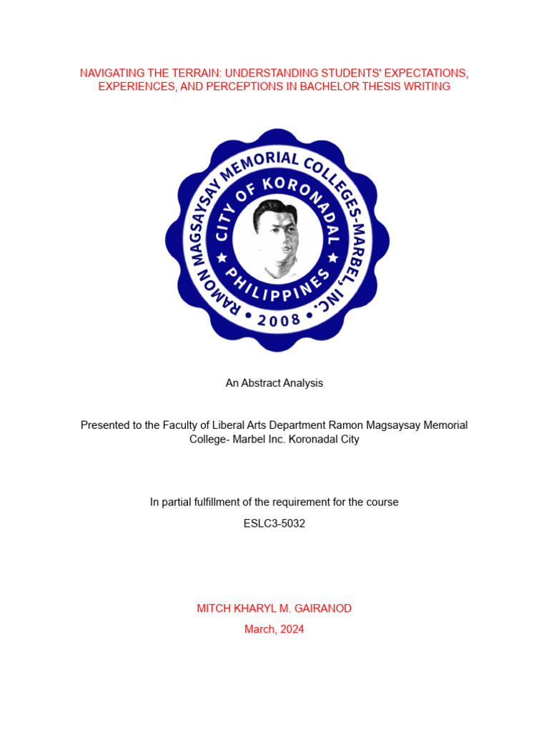 NAVIGATING THE TERRAIN: UNDERSTANDING STUDENTS' EXPECTATIONS, EXPERIENCES, AND PERCEPTIONS IN ...