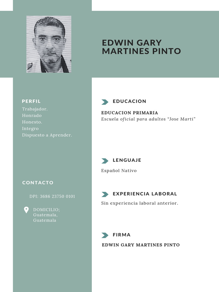 Perfil de Edwin Gary Martines Pinto | PDF
