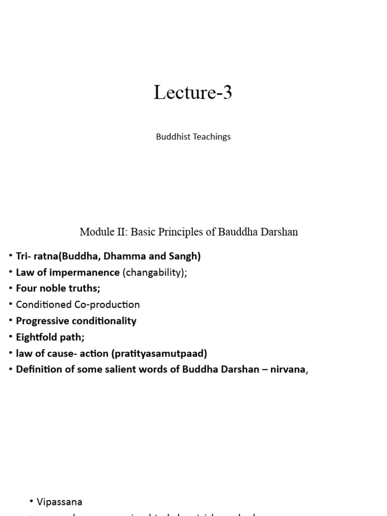 L3 - Buddha Teachings - Part1 | PDF | Four Noble Truths | Indian Philosophy