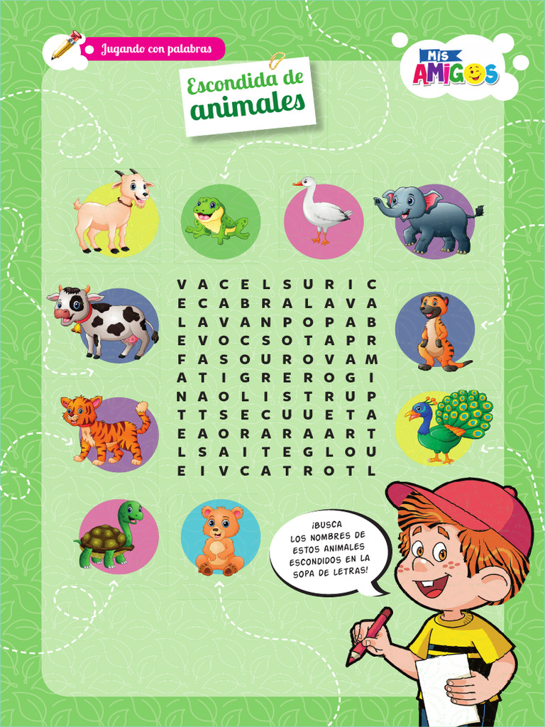 Mis Amigos-Juego Sopa de Letra Animales | PDF