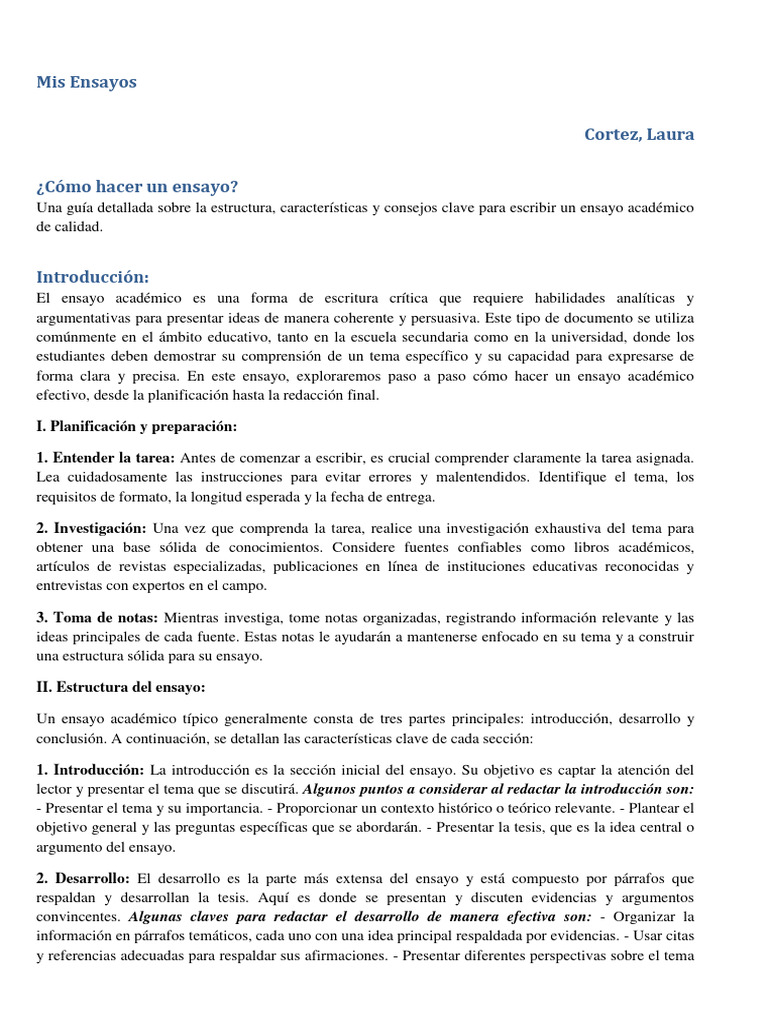 Mis Ensayos | PDF | Ensayos | Escritores