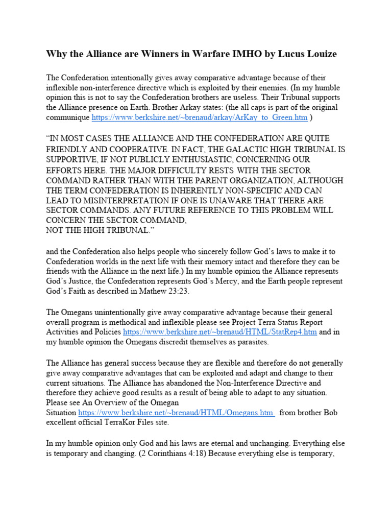 Why The Alliance Are Winners in Warfare IMHO by Lucus Louize | PDF