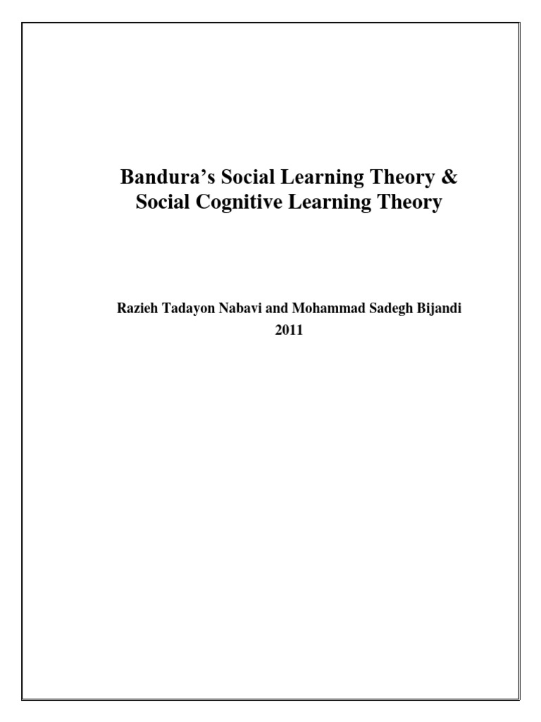 Bandura's Social Learning and Cognitive Theories | PDF | Self Efficacy ...