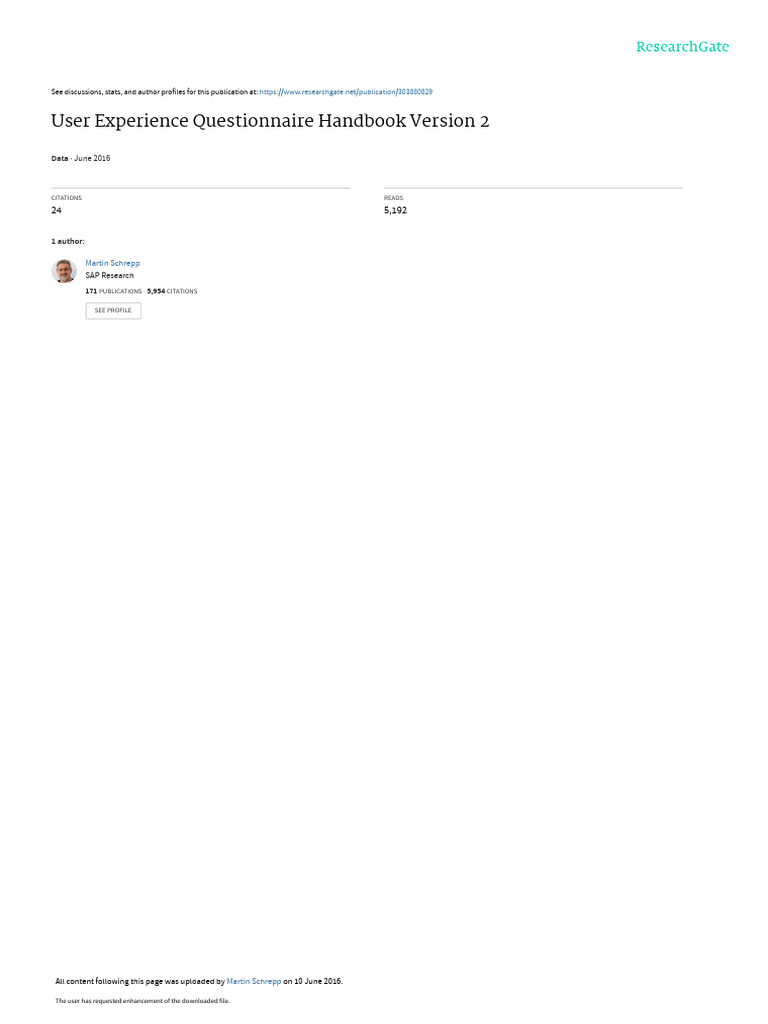 User Experience Questionnaire Handbook Version 2 | PDF | User ...