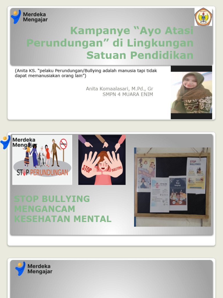 AKSI NYATA - KAMPANYE AYO CEGAH PERUNDUNGAN DI SATUAN PENDIDIKAN PMM UPLOUDoky | PDF ...