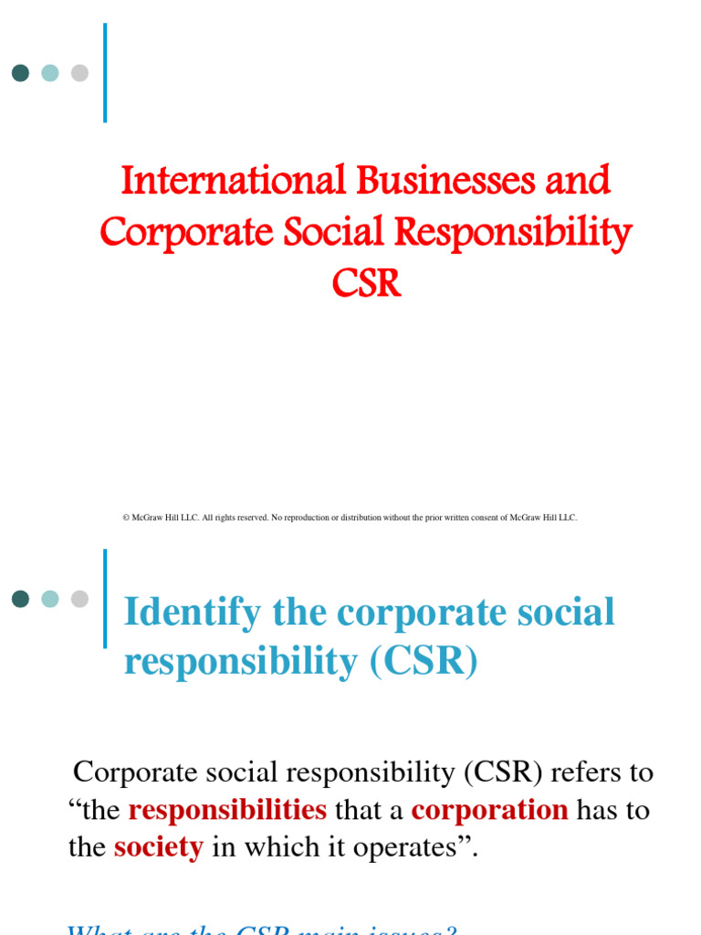 International Businesses and Corporate Social Responsibility CSR | PDF ...