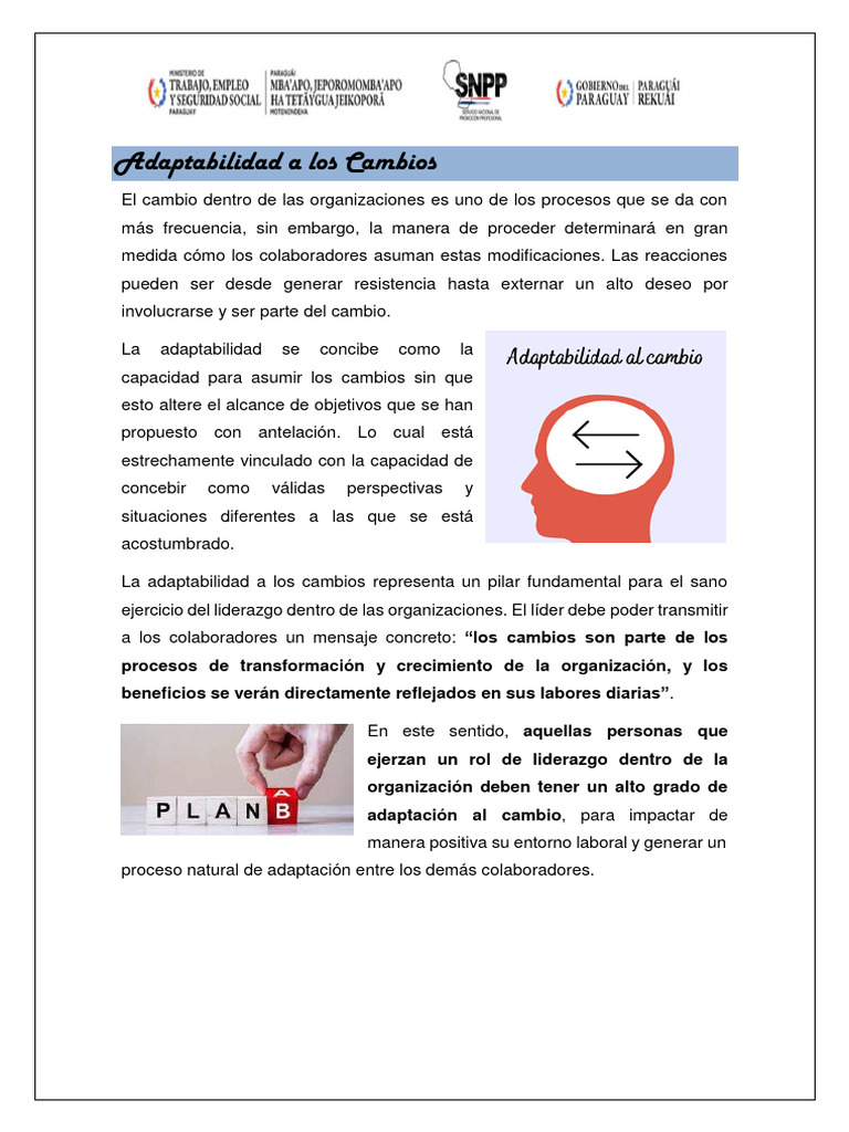 Adaptabilidad A Los Cambios | PDF | Liderazgo | Aprendizaje
