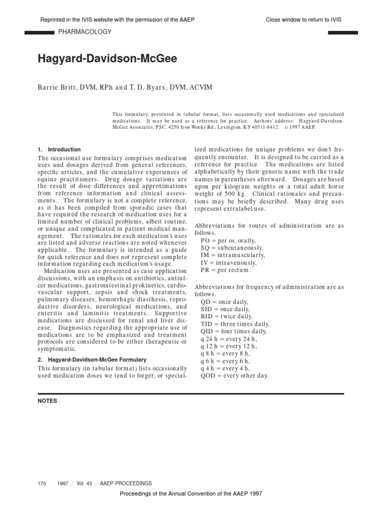 Equine Medication Dosage Guide | PDF | Clinical Medicine | Pharmacology