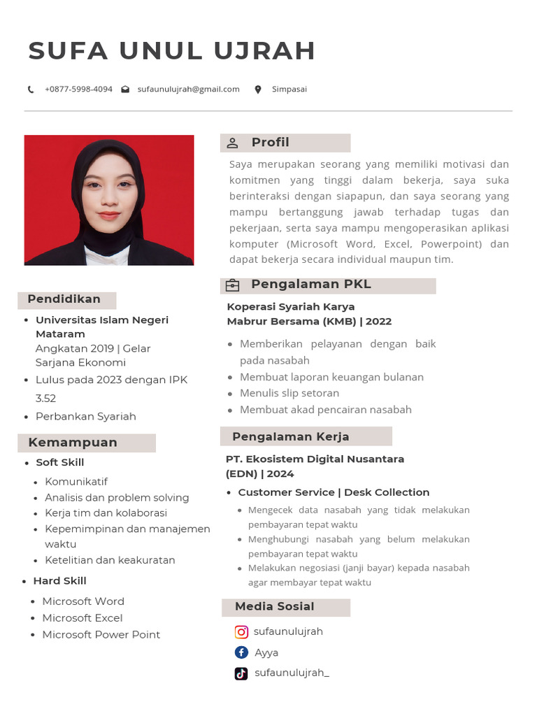 Berkas Lamaran Sufa Unul Ujrah | PDF