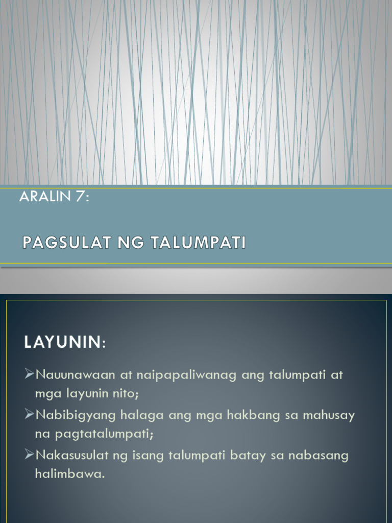 Aralin 7. Pagsulat NG Talumpati | PDF