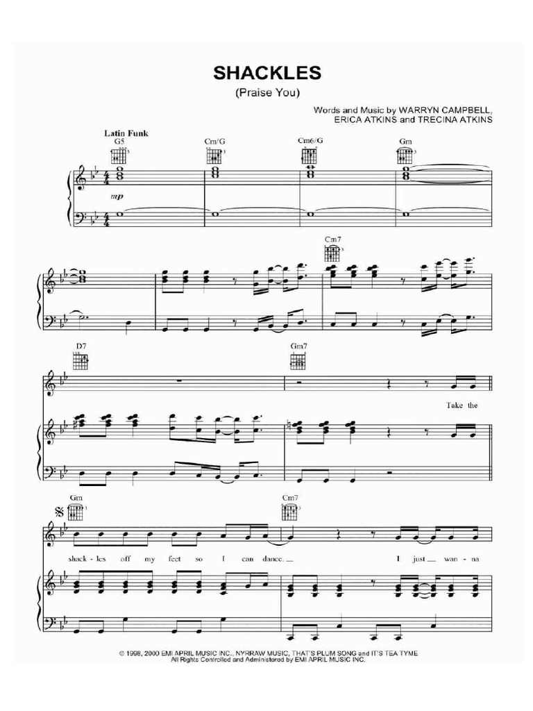 Shackles Mary Mary Sheet Music Compress | PDF