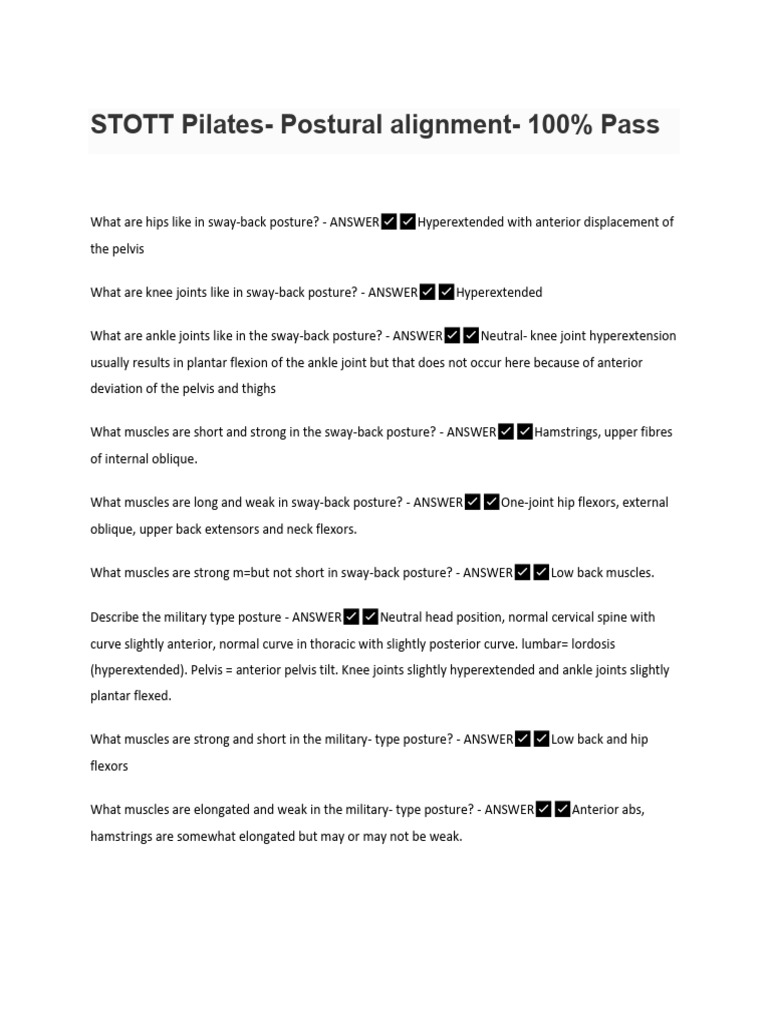 STOTT Pilates Postural Alignment Guide | PDF | Pelvis | Anatomical ...