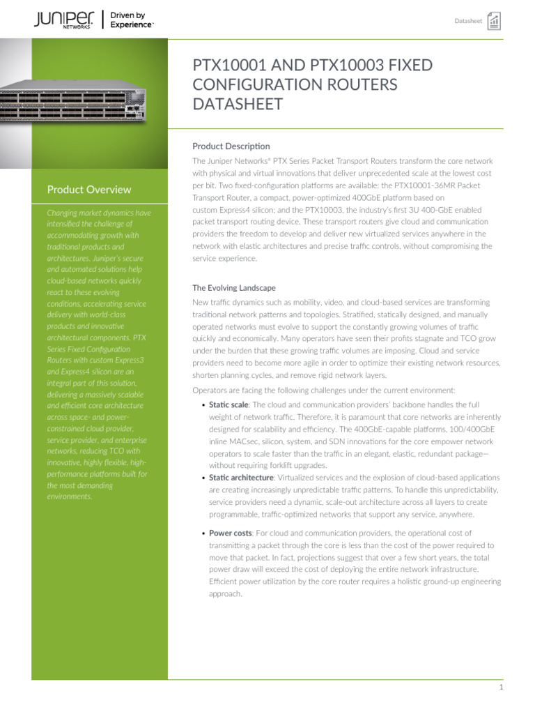 Ptx10001 Ptx10003 Fixed Configuration Packet Transport Routers ... Ptx10001 Ptx10003 Fixed Configuration Packet Transport Routers ...
