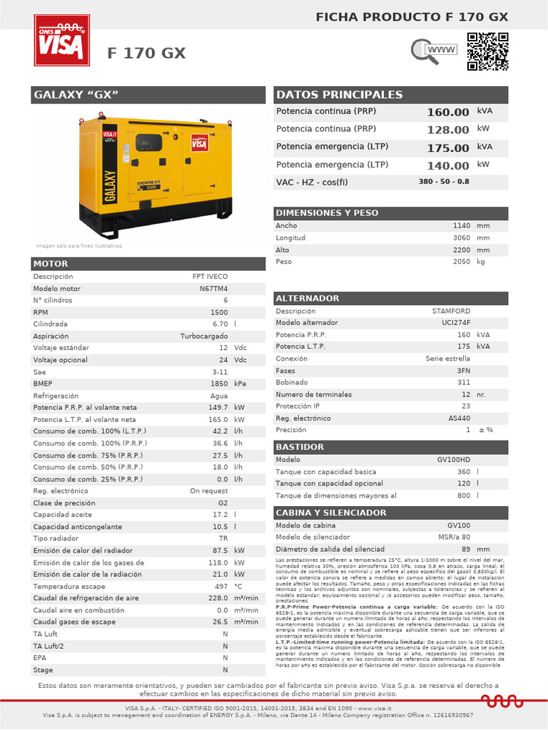 GALAXY - F 170 GX - GX - 380V - 50Hz - Es | PDF | Cantidades fisicas ...