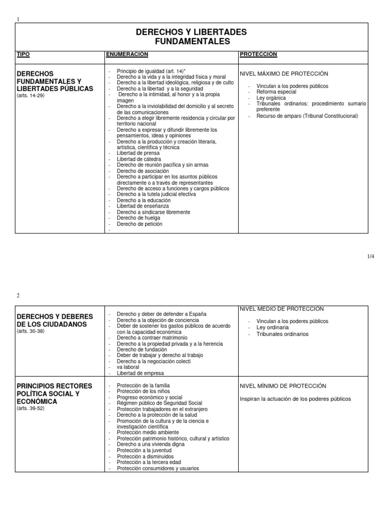 Esquema. Ce. Derechos y Libertades | PDF | Igualdad social | Derechos