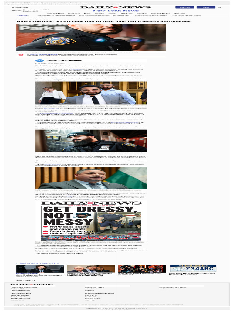 Hair's The Deal - NYPD Cops Told To Trim Hair, Ditch Beards and Goatee ...