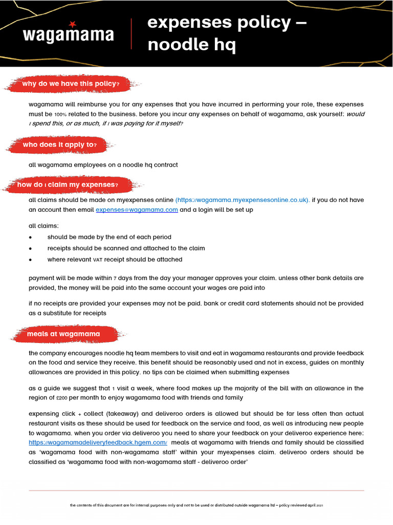 Expenses Policy - Noodle HQ | PDF | Receipt | Expense