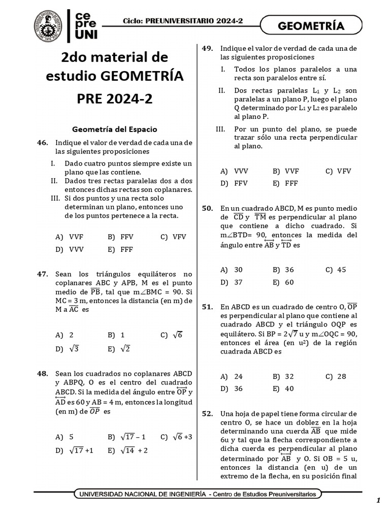 S12b ENUNCIADO PRE 2024-2 | PDF | Triángulo | Perpendicular
