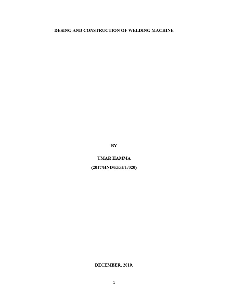 Design and Construction of Welding Machine-1 | PDF | Welding | Construction