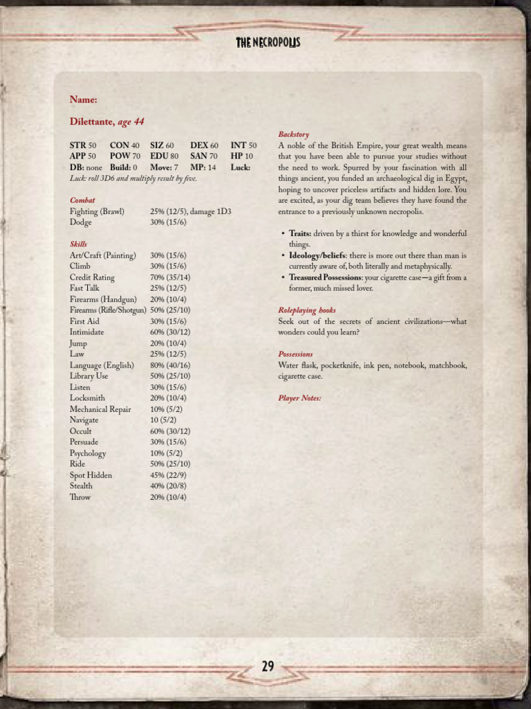 Ficha Cthulhu - Ricaço | PDF | Young Adult