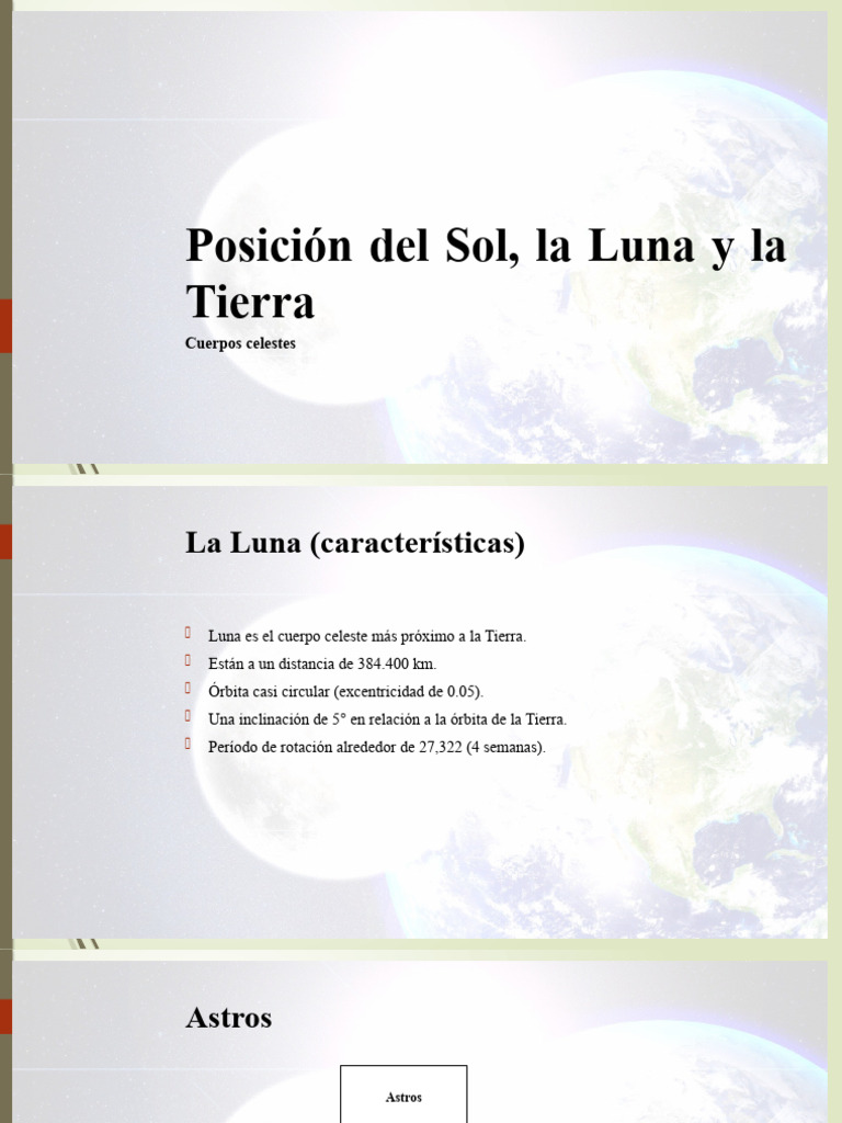 Posición y Fases de la Luna y Tierra | PDF | Luna | Tierra