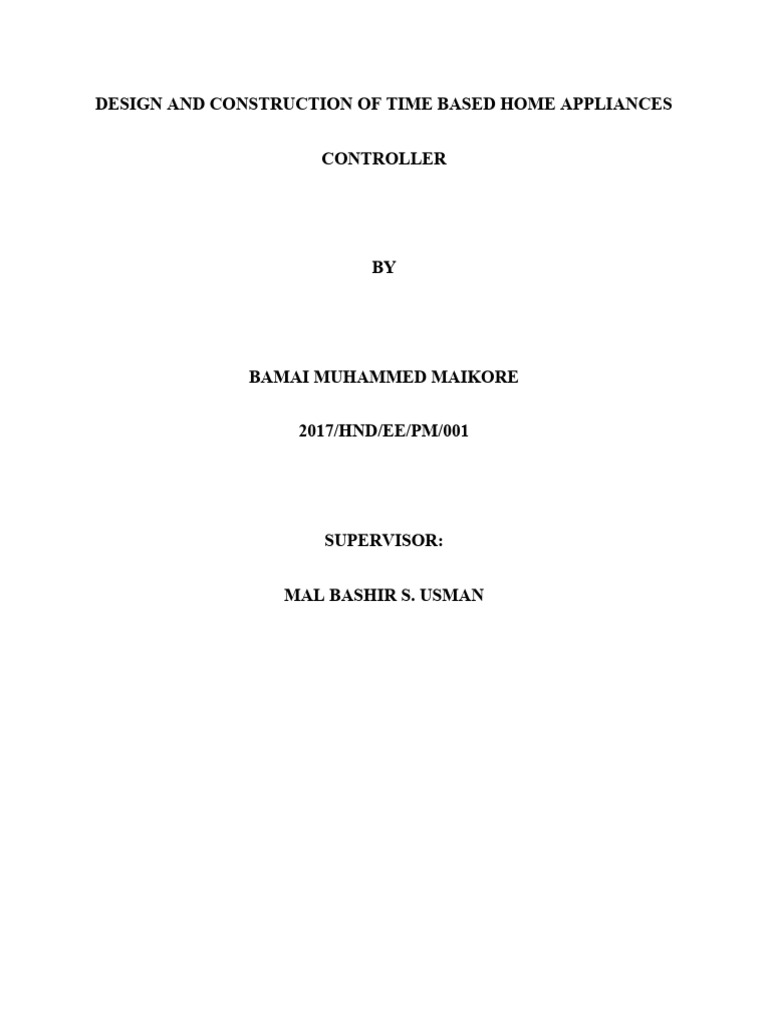 Design and Construction of Time Based Home Appliances-1 | PDF | Rectifier | Power Supply