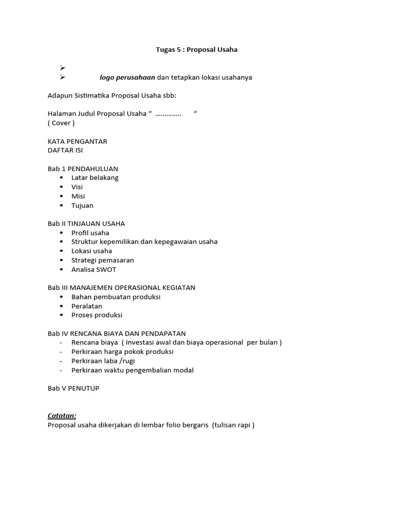 Tugas 5 - Proposal Usaha | PDF