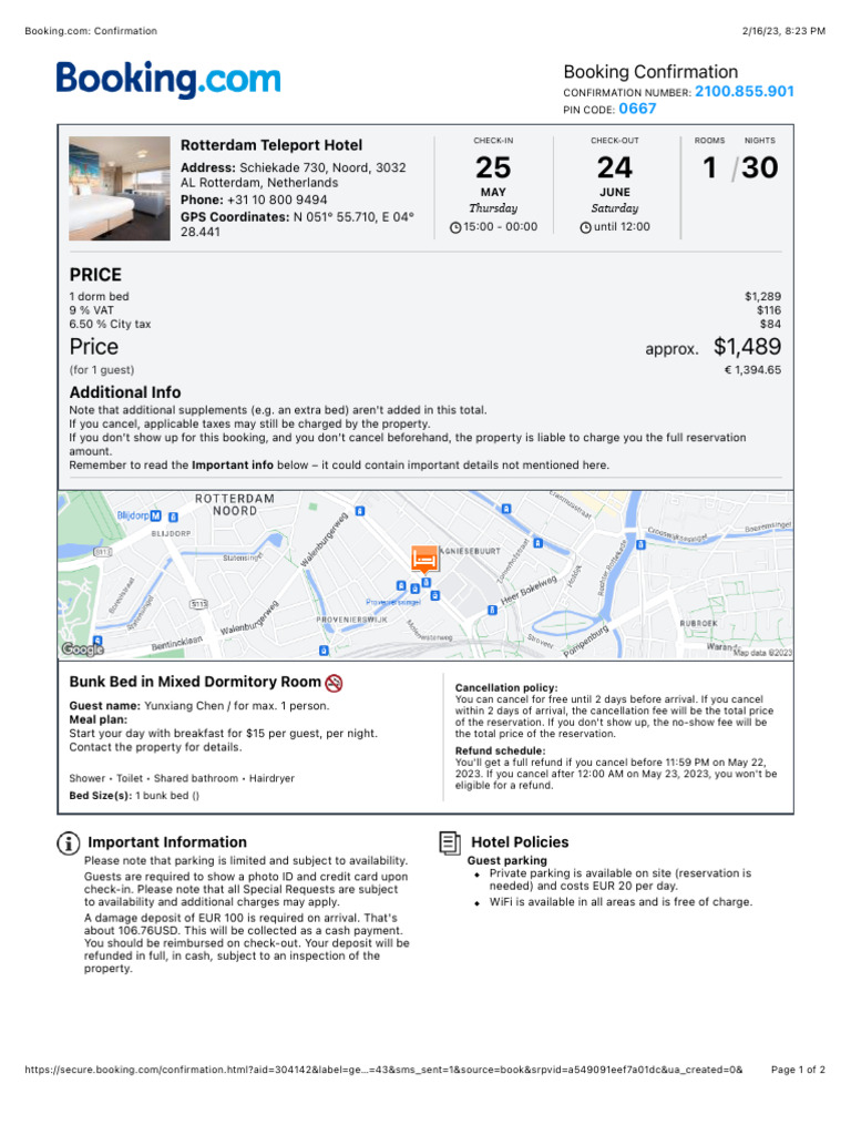 Confirmation | PDF | Booking.Com | Emergency